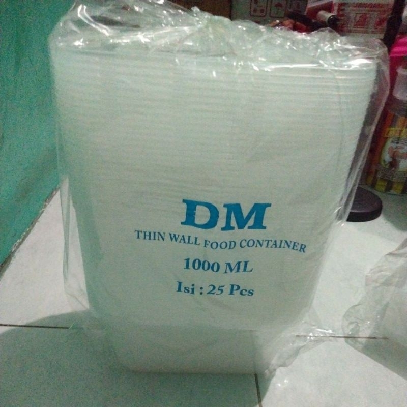 Jual thin wall food container persegi panjang 1000ml merk DM | Shopee ...