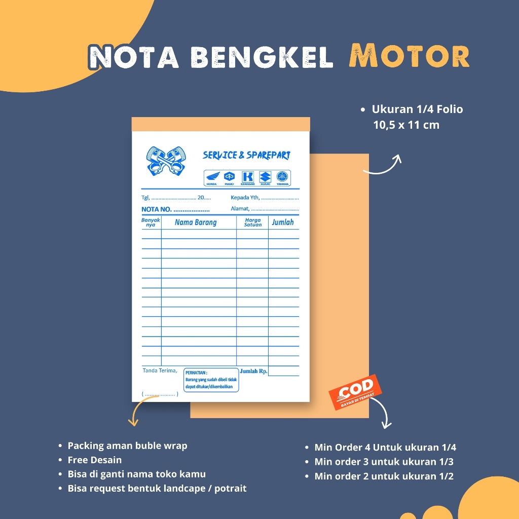 Jual Nota custom free desain 2 rangkap | cetak nota penjualan | nota ...