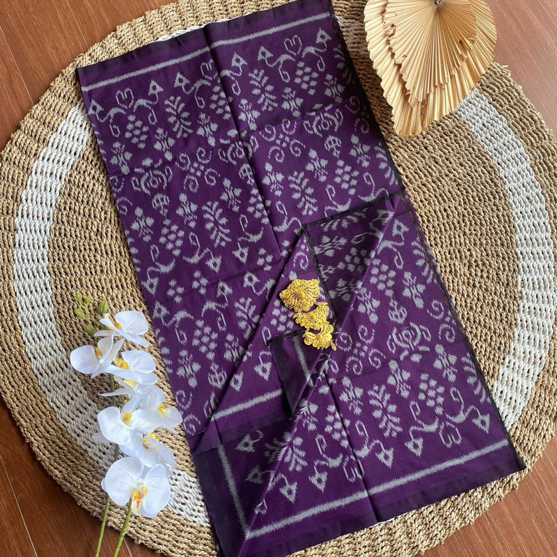 Jual KAIN TENUN ENDEK KHAS BALI MOTIF PATRA BUNBUNAN WARNA DASAR UNGU ...