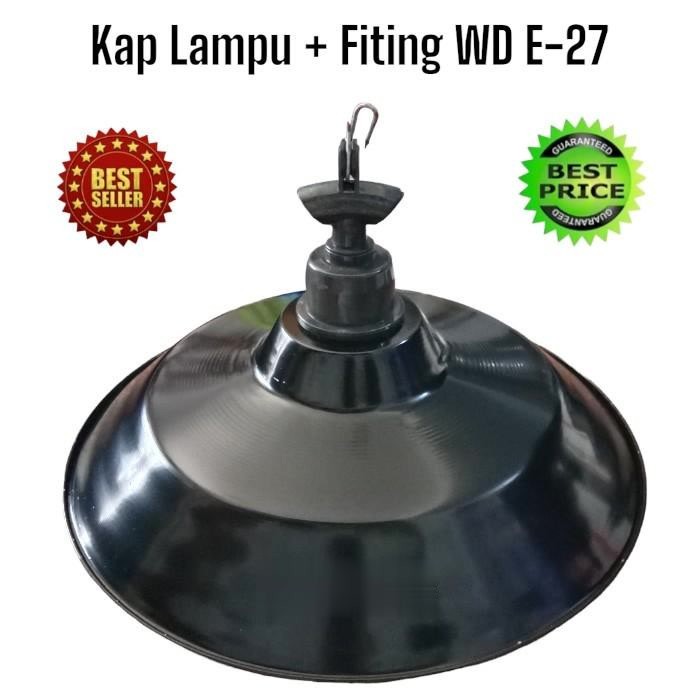 Jual Kap Lampu Jalan Hitam E27 + Fitting Besi WD Diameter 30cm Fiting Plat | Shopee Indonesia