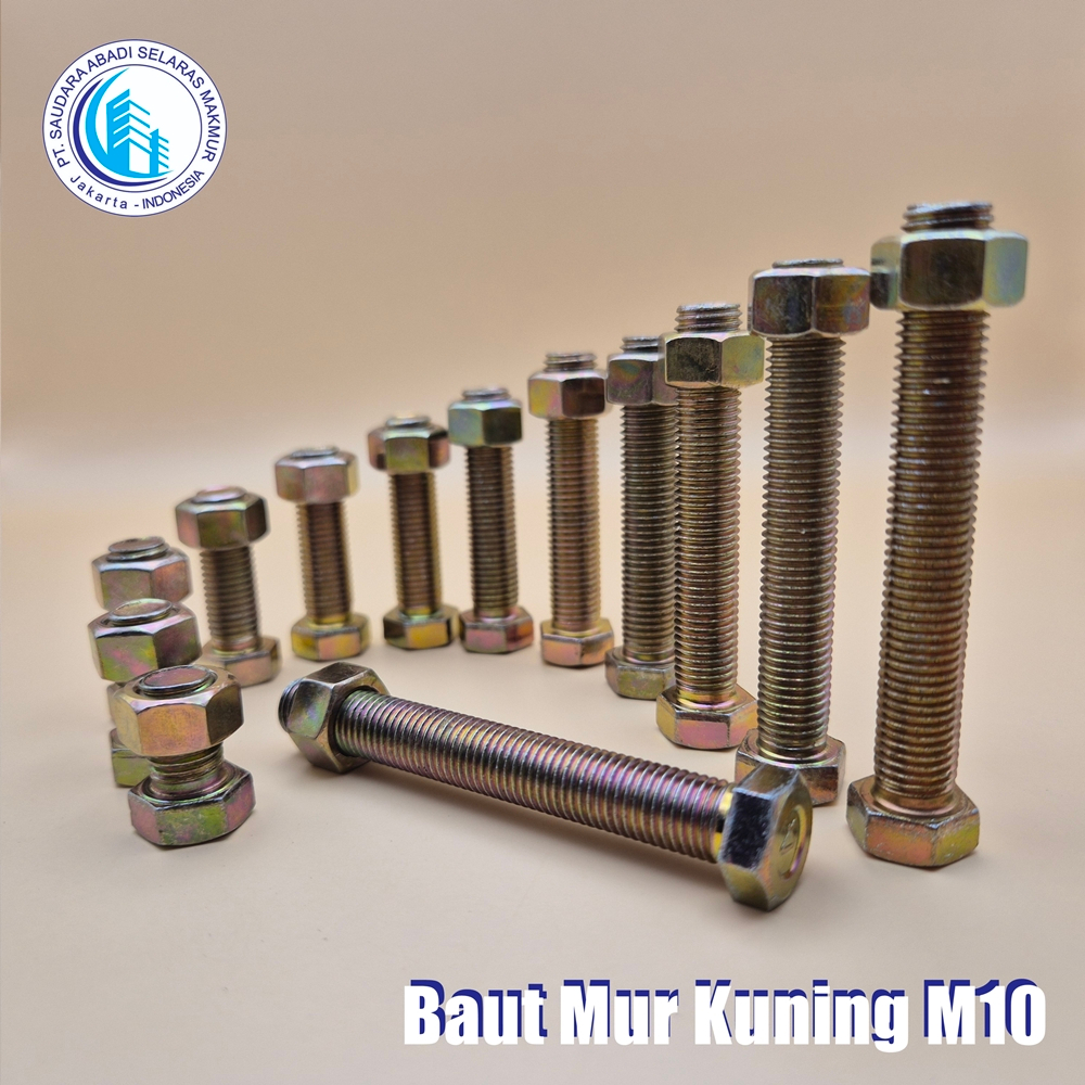 Jual Baut Mur Kuning M10 | M10x15 | M10x20 | M10x25 | M10x30 | M10x35 ...
