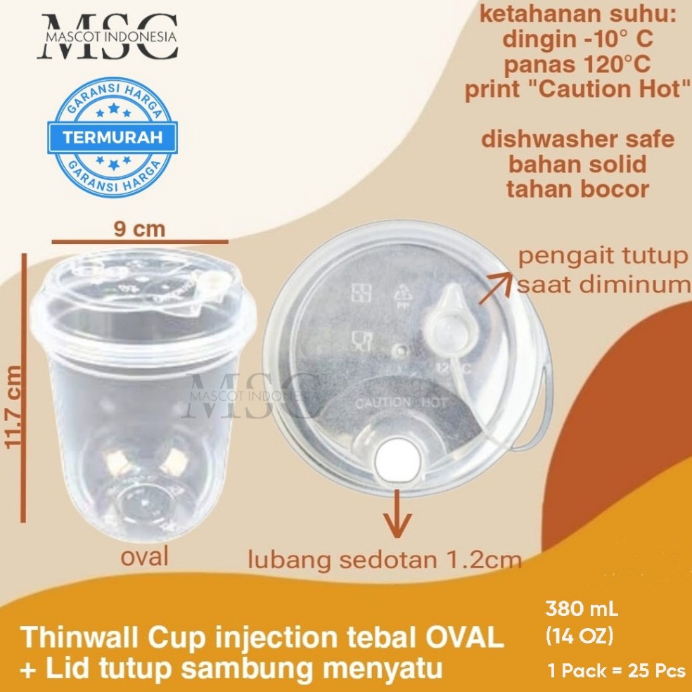 Jual Barang Pilihan Gelas Injection Oval Lid Cup 38 mL 14 OZ Gelas ...