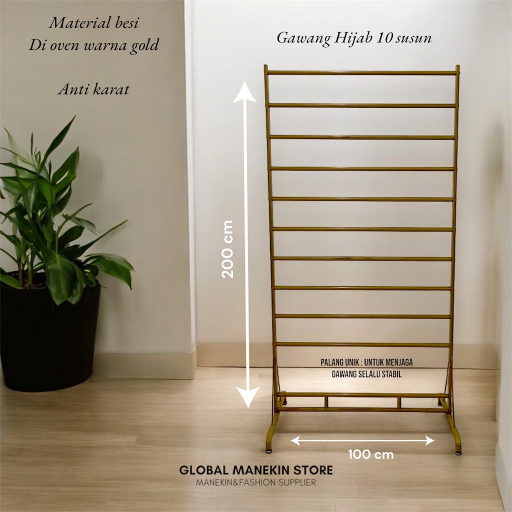 Jual Rak Gawangan Jilbab Hijab Kerudung 10 Susun | Rak Pasmina | Rak ...