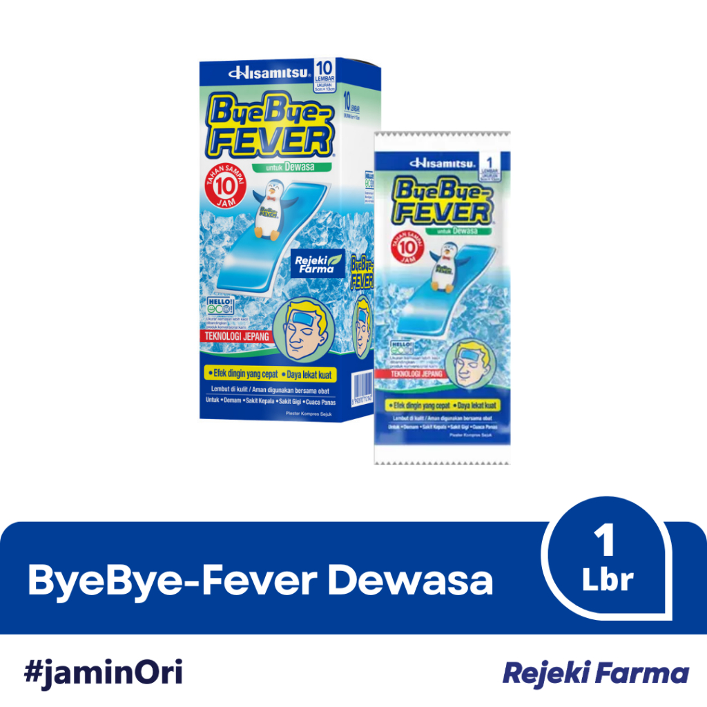 Jual Bye Bye Fever Dewasa 1 Lembar - ByeBye-Fever Kompres Pereda Demam ...