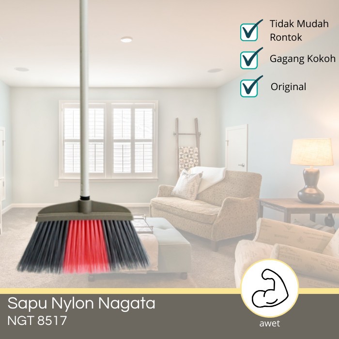 Jual Sapu Nilon Nagata NGT - Sapu Lantai Plastik - Alat Kebersihan Floor Broom Nylon - Sapu ...