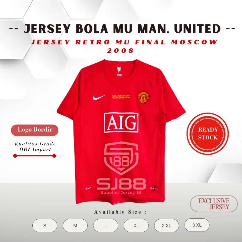 Jual RETRO JERSEY BOLA MU HOME FINAL MOSCOW 2008 KLASIK VINTAGE GRADE ...