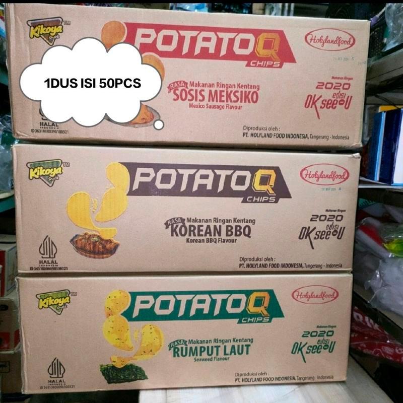 Jual 【HALAL】Potato Q Chips 1 box isi 50 pcs - Snack Olahan Kentang RUMPUT LAUT SOSIS rasa ...