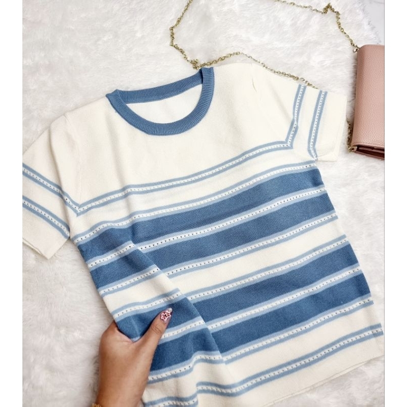 Jual Knit Salur Wanita Rajut Bahan Premium Garis - Garis | Shopee Indonesia