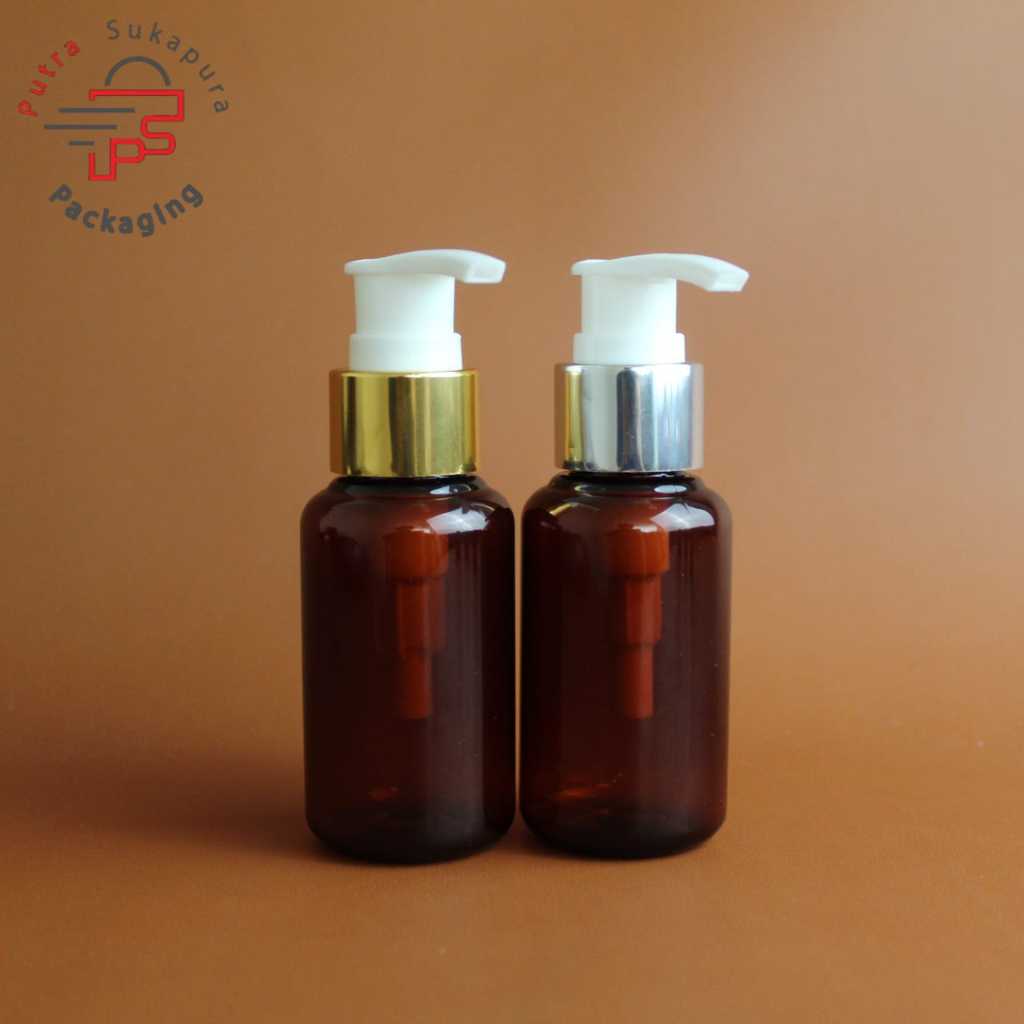 Jual Botol pump 60ml tubular coklat / botol lotation pump pompa 60ml ...