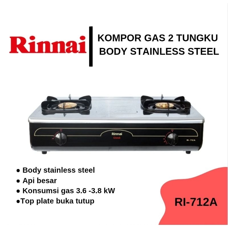 Jual KOMPOR GAS RINNAI 2 TUNGKU API BESAR RI-712A / RINNAI KOMPOR GAS 2 ...