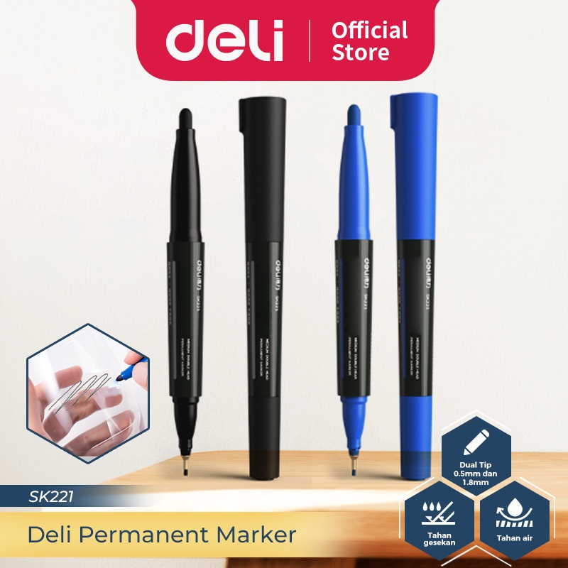 Jual Deli Permanent Marker / Spidol Permanen Dua Tip Tinta Tidak Bisa ...