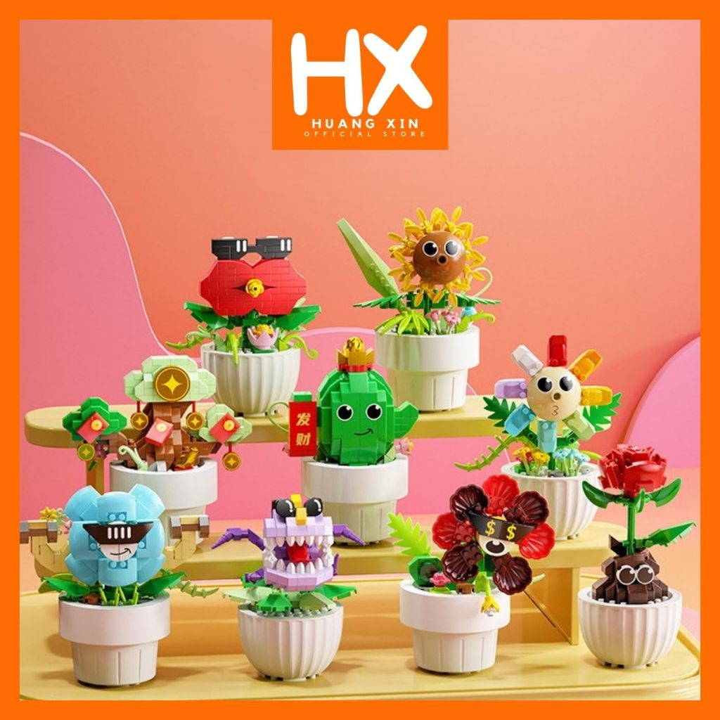Jual HX Funny Flower Pot series Bunga Brick Building Block Toys Puzzle ...