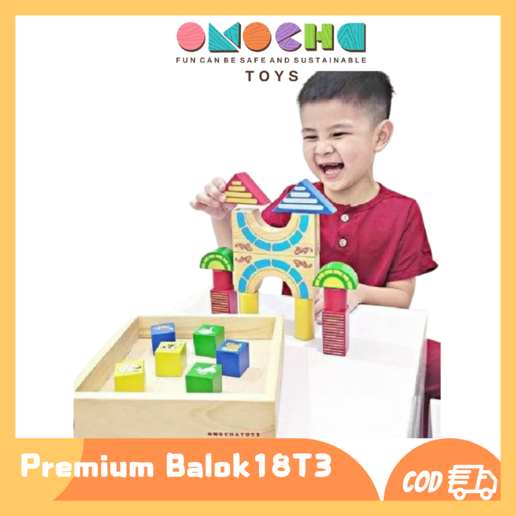 Jual Premium Balok Kayu Mainan Wooden Block 18T3 Woody Mainan Kayu ...