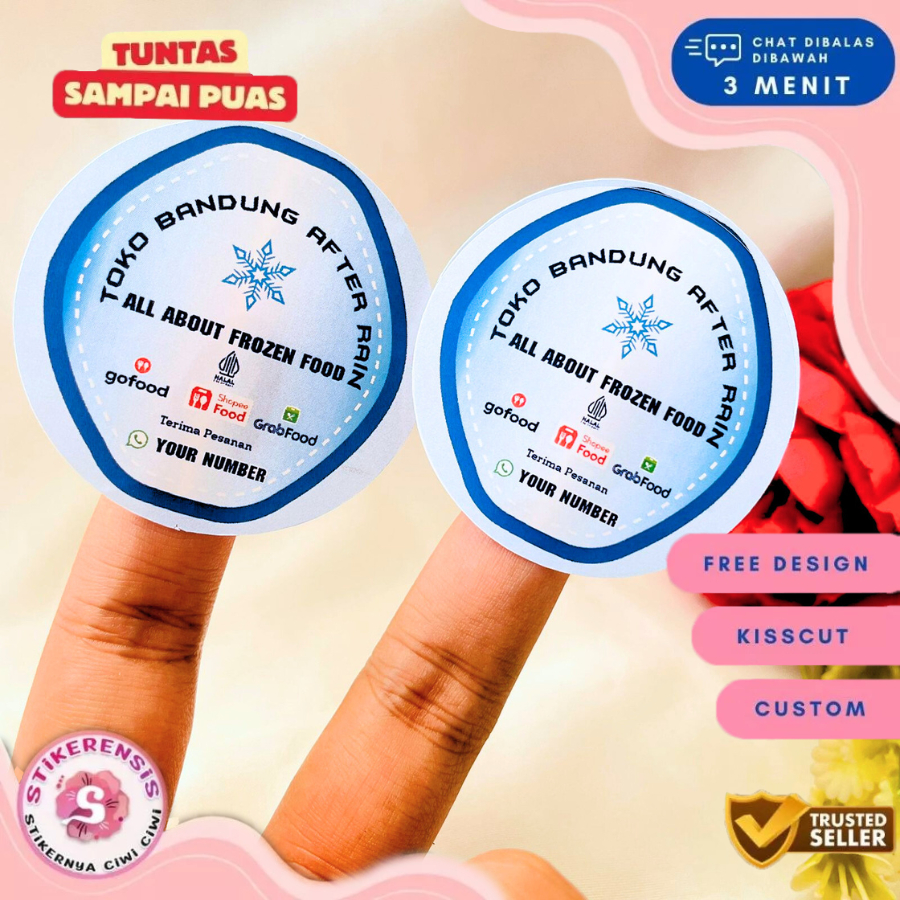 Jual 2-4 Stikerensis Label Bulat Sticker Print Vinyl Stiker Frozen Food ...