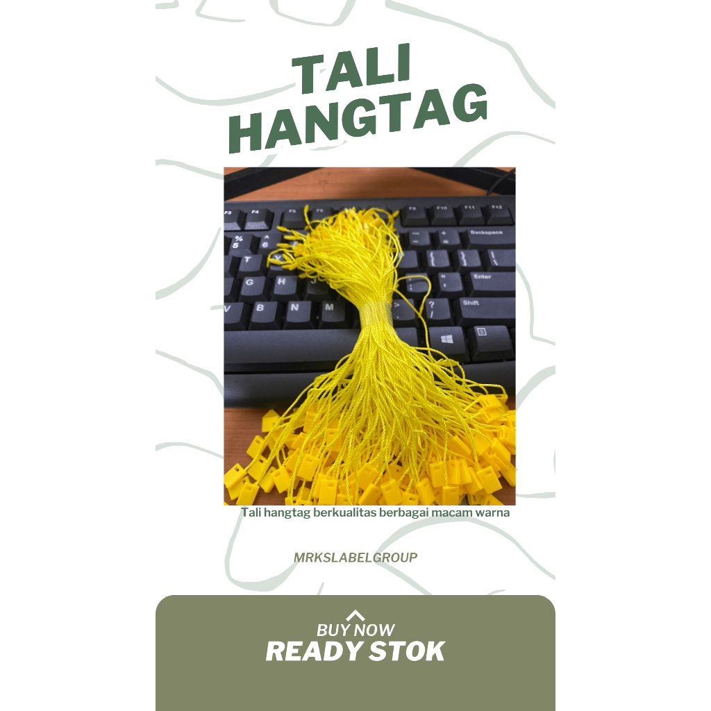 Jual tali hangtag warna kuning/tali loop pin/tali tag ready stok ...