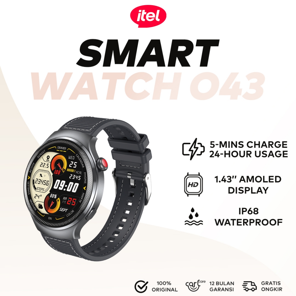 Jual Itel Smartwatch O43 Max smart watch 1.43 inch AMOLED Touch Screen ...