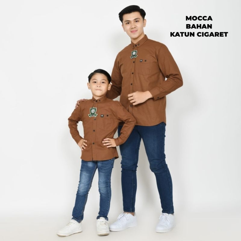 Jual Mocca / Milo Kemeja Polos Couple Ayah dan Anak Lengan Panjang ...