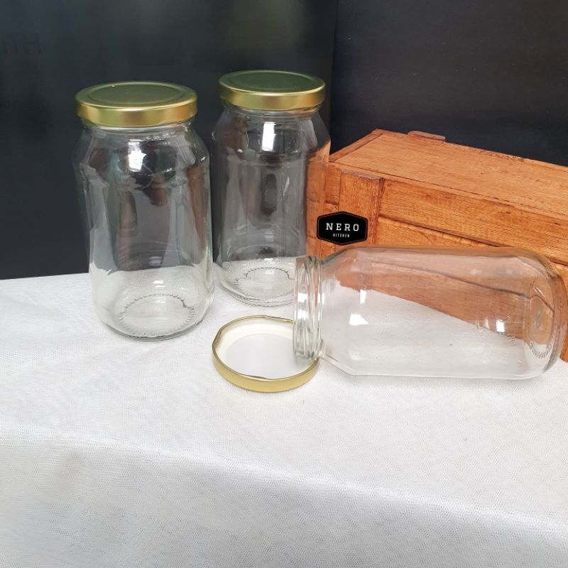 Jual Jar Kaca Bulat 500ml TALL / Jar selai / toples kaca / wadah bumbu ...