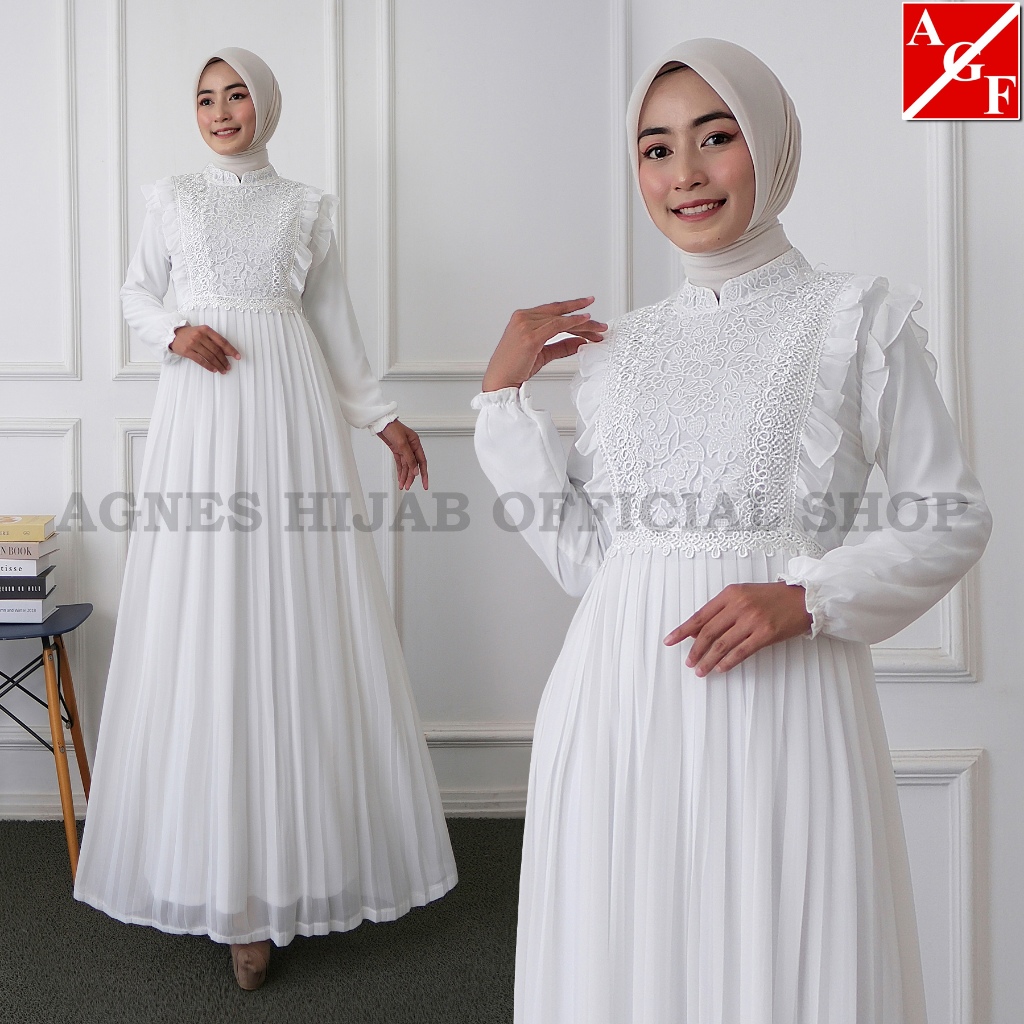 Jual AH - Gamis Putih Baju Lebaran 2025 Terbaru Wanita Abaya Turkey ...