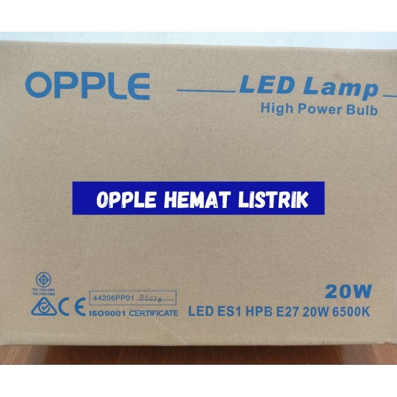 Jual Opple Lampu Led Ecosave 20 Watt HPB Cahaya Putih 6500K 2000Lumen 1 Dus Isi 20Pcs | Shopee ...