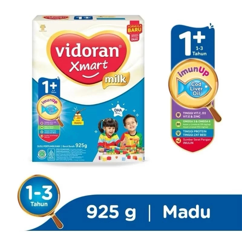 Jual Vidoran Xmart 1+ dan 3+ 925gr Vanila Madu Imun Up Susu Formula ...