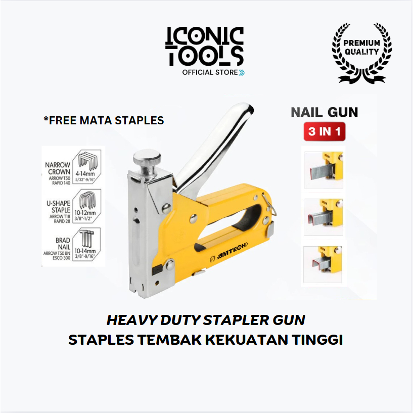 Jual Stapler Gun Tembak 3in1 Heavy Duty AMTECH / Staples Gun Kekuatan ...