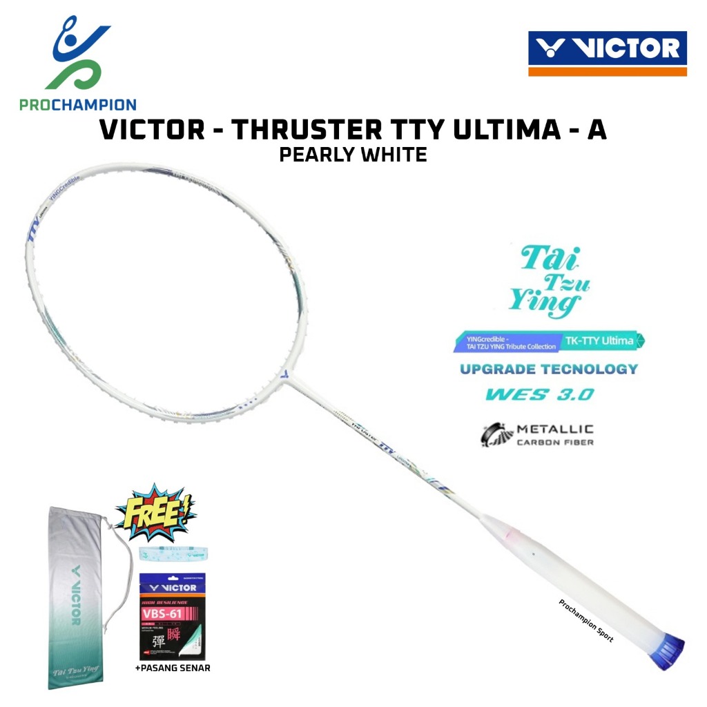 Jual Raket Badminton Victor Thruster TTY Ultima Pearly White | Shopee ...