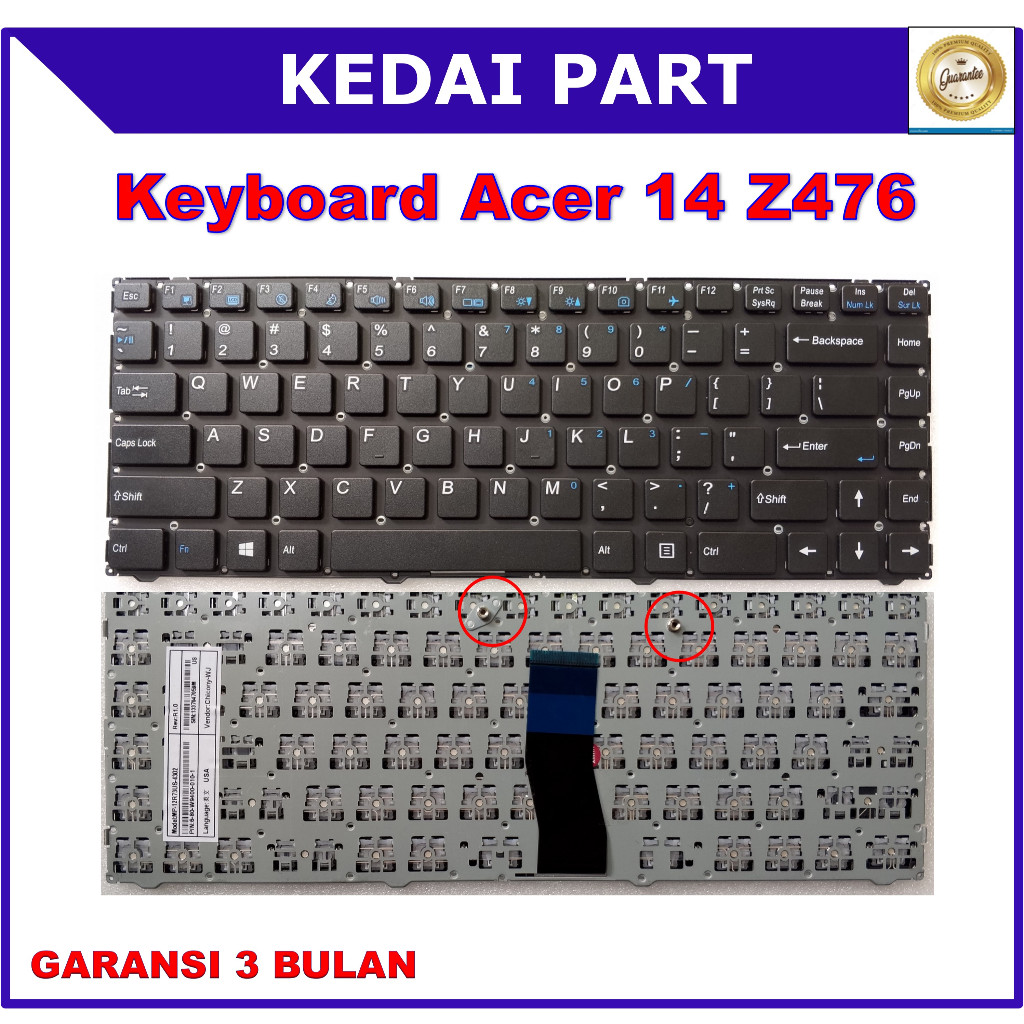 Jual Keyboard Acer One 14 Z476 Z2-475 Z2-485 W940TU Small Enter No ...