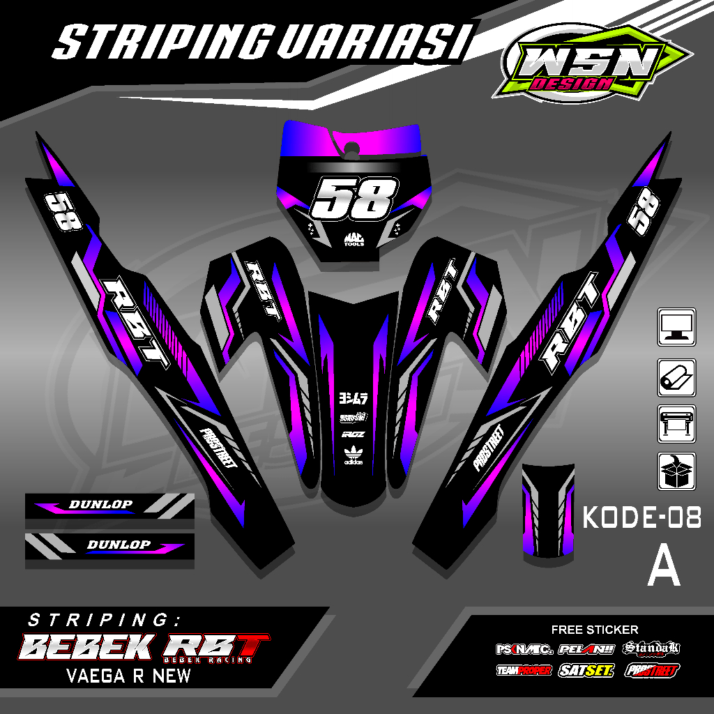 Jual Sticker Striping Yamaha VEGA R NEW MOTOR RBT BEBEK MODIF SUPERMOTO ...