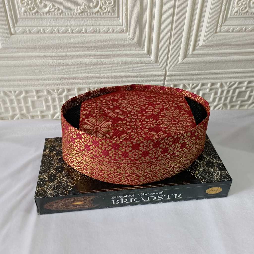 Jual Peci Songkok Kopiah Tenun Songket Melayu Benang Emas Merah Gold ...