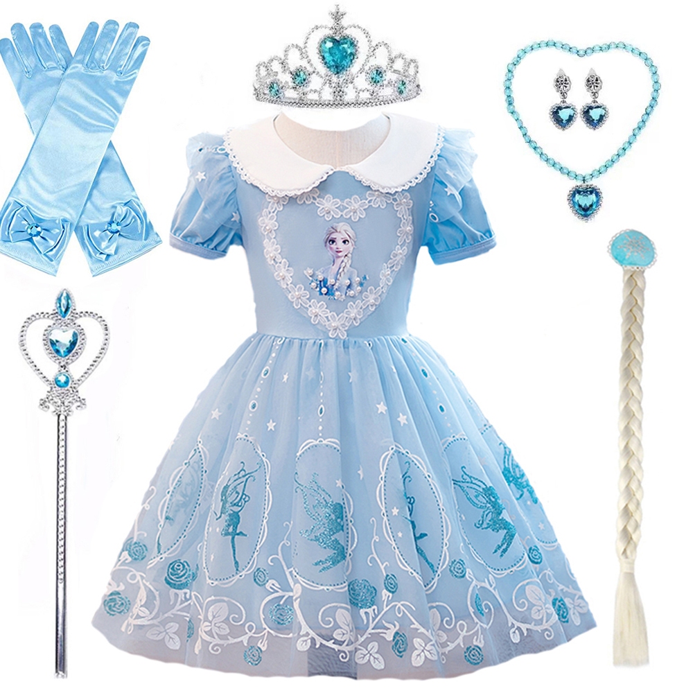 Jual 2-9Yrs Frozen Dress anak perempuan tutu baju pesta Princess Elsa ...