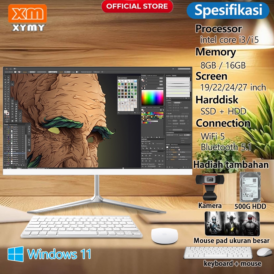 Jual 【XM】PC All-in-One Intel Core i3/i5 Baru - Solusi Lengkap untuk Kantor, Desain, & Gaming ...