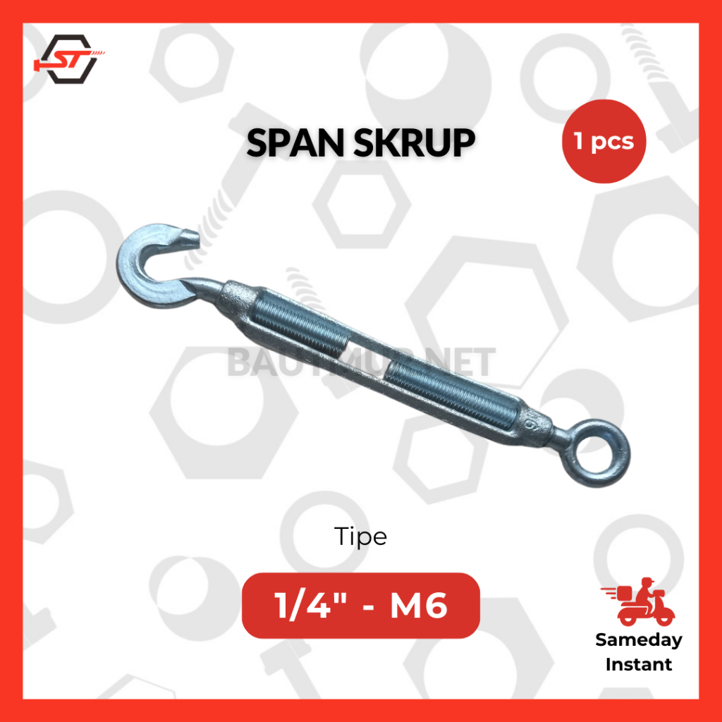 Jual Span Skrup 1/4 - Turnbuckle / Jarum Keras M 6 Galv Hook & Eye ...