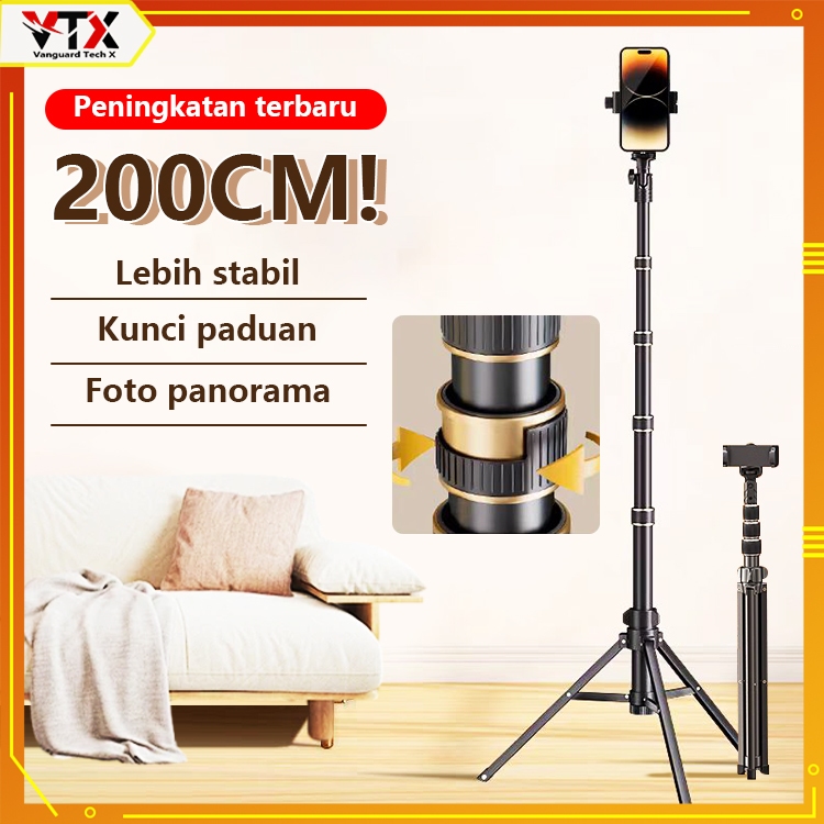 Jual VTX Tripod 2,1 meter Besi Tripod Tongkat Selfie Ringlight HP Kamera Lengkap Holder HP ...