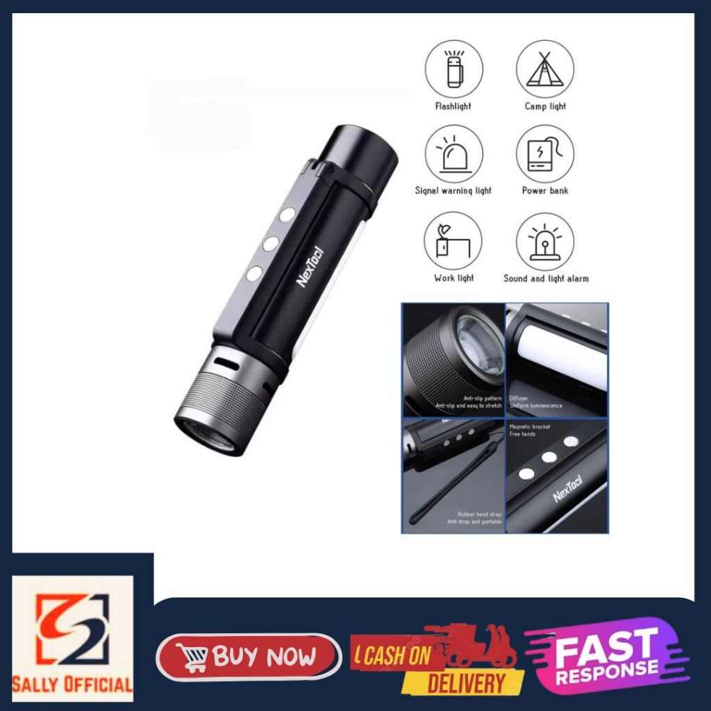 Jual NEXTOOL 6 in 1 Rechargeable Thunder Flashlight Senter ...