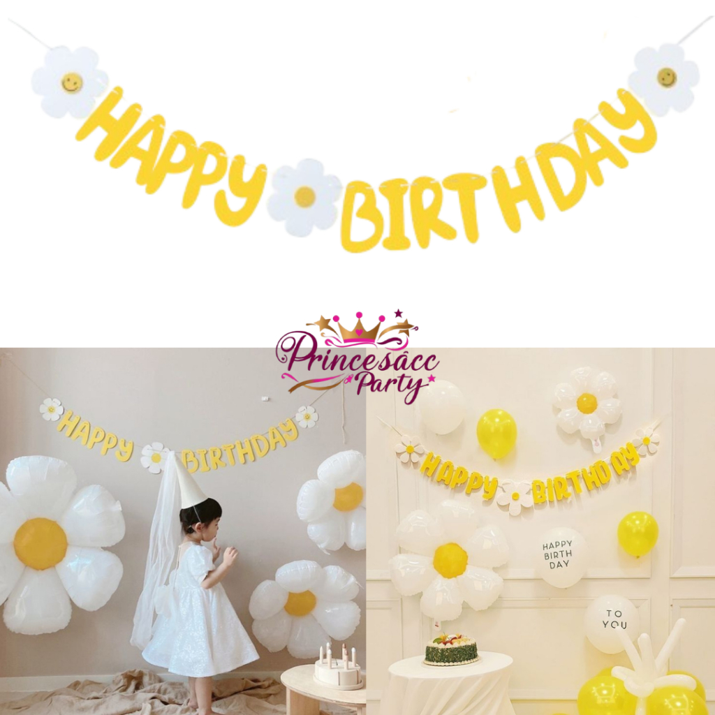 Jual Banner Happy Birthay Daisy / Banner Happy Birthday Bunga Matahari ...