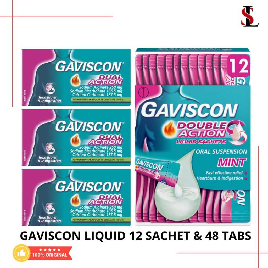 Jual Gaviscon Dual Action 48 Tablets / Gaviscon Double Action 48 ...