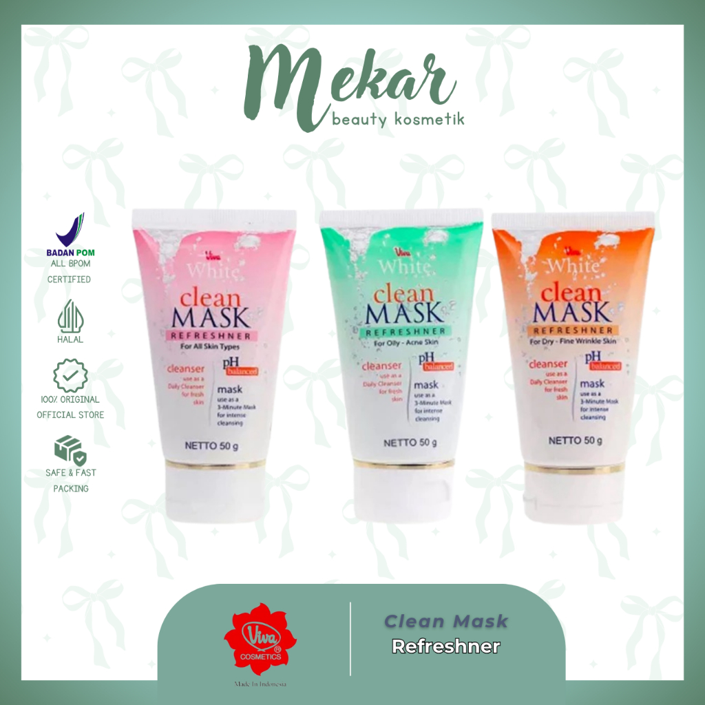 Jual VIVA WHITE Clean & Mask 50g (100% ORIGINAL) | Masker wajah ...