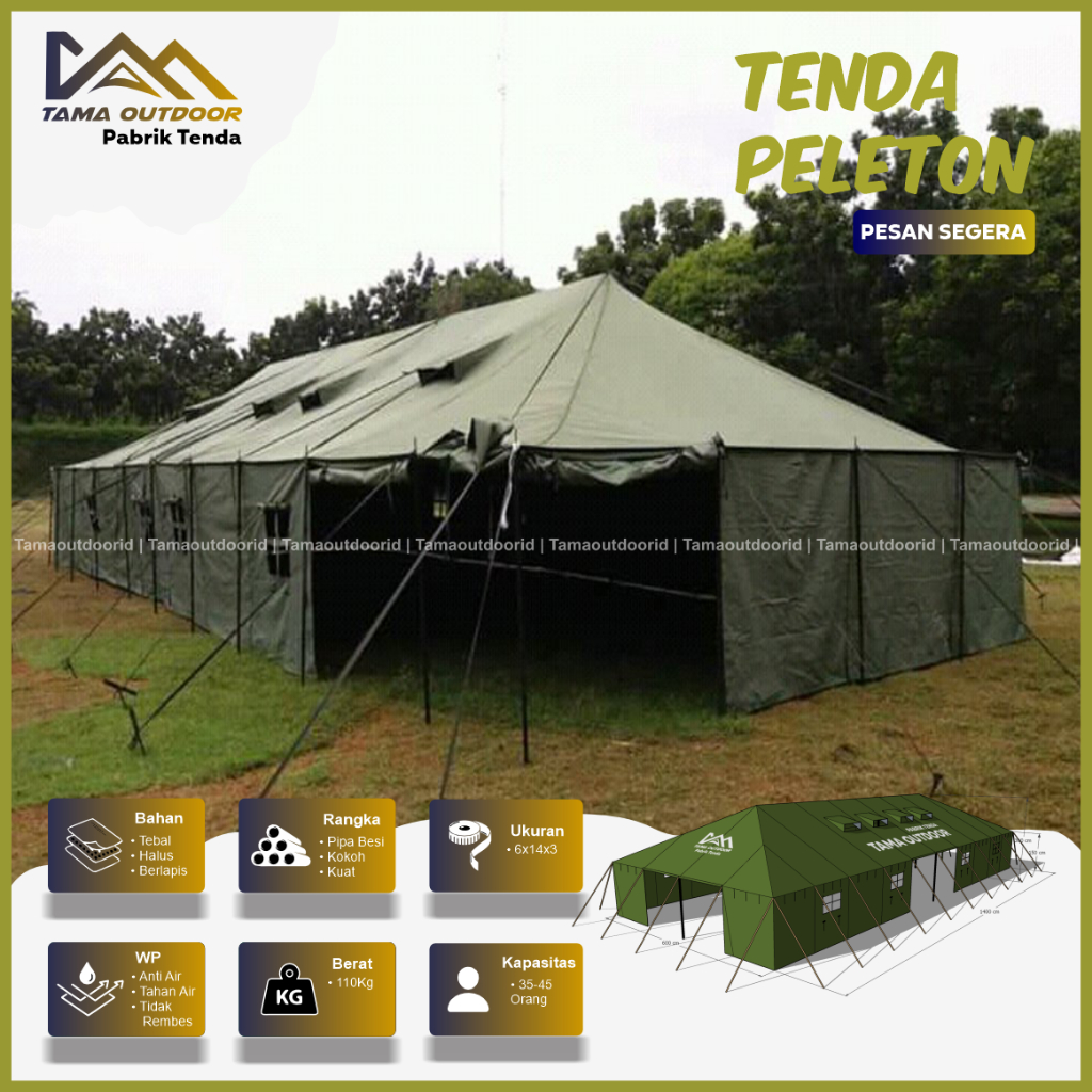 Jual Tenda Peleton Pengungsi Bantuan Posko Bencana Tentara TNI - Regu ...