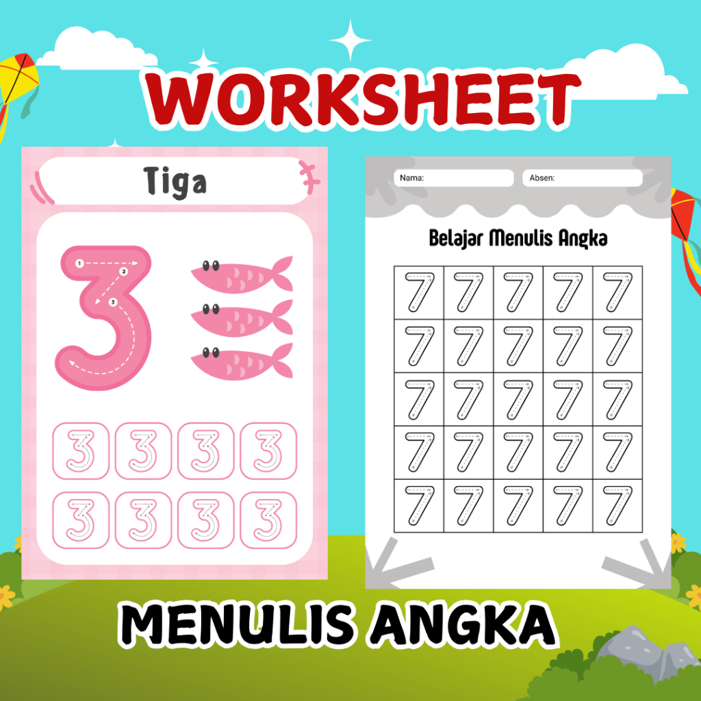 Jual WORKSHEET Menulis Angka 1-10 Ukuran A4 dan A5 | Shopee Indonesia