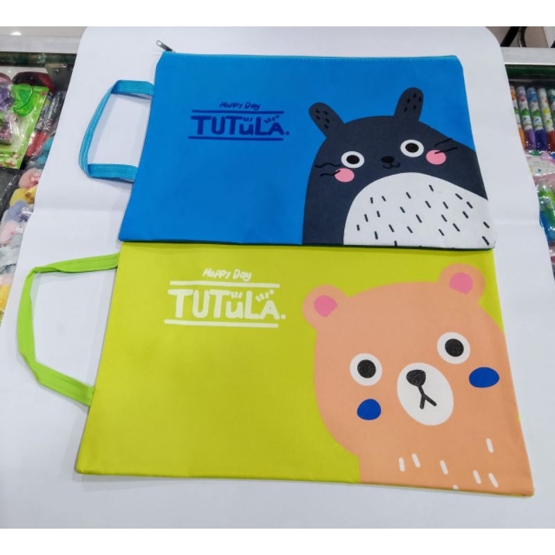 Jual Tas Map A4 Resleting Kain Gambar Tutula / Map Kain Resleting A4 ...