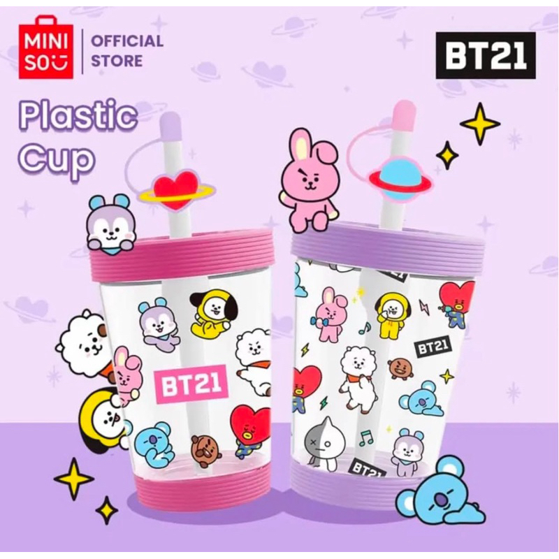 Jual MINISO BT21 BOTTLE WITH STRAP 535ml BOTOL MINUM TUMBLR BTS ARMY ...