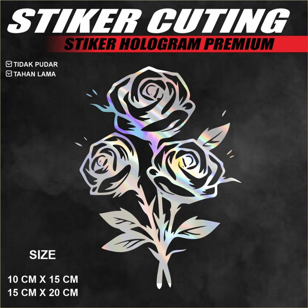 Jual stiker cuting bunga mawar hologram premium berkualitas dan keren ...