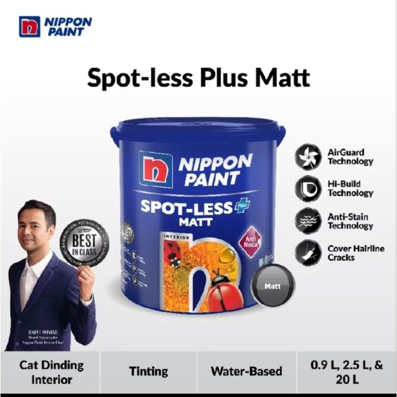 Jual NIPPON PAINT-NIPPON SPOTLESS PLUS MATT-CAT INTERIOR PREMIUM-0.9LTR ...