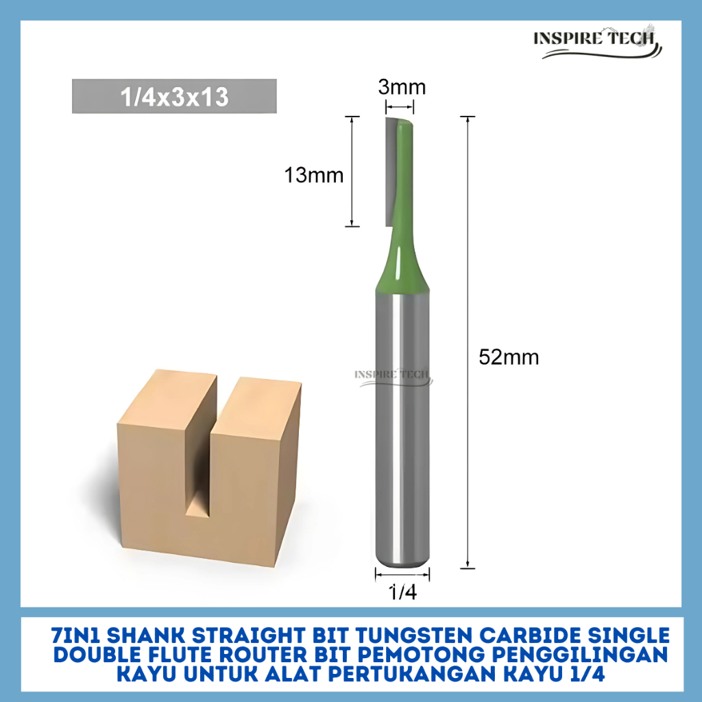 Jual Mata Profil kayu lurus wood straight 1/4 Router Bit shank set 7in1 ...