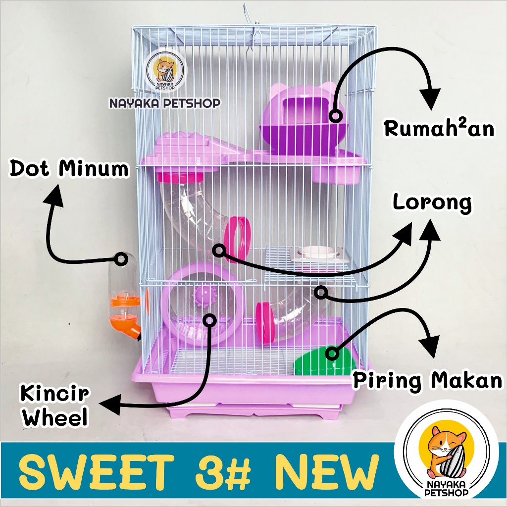 Jual Sweet 3# NEW Kandang Hamster Tingkat 3 Lantai Besar Full Set ...