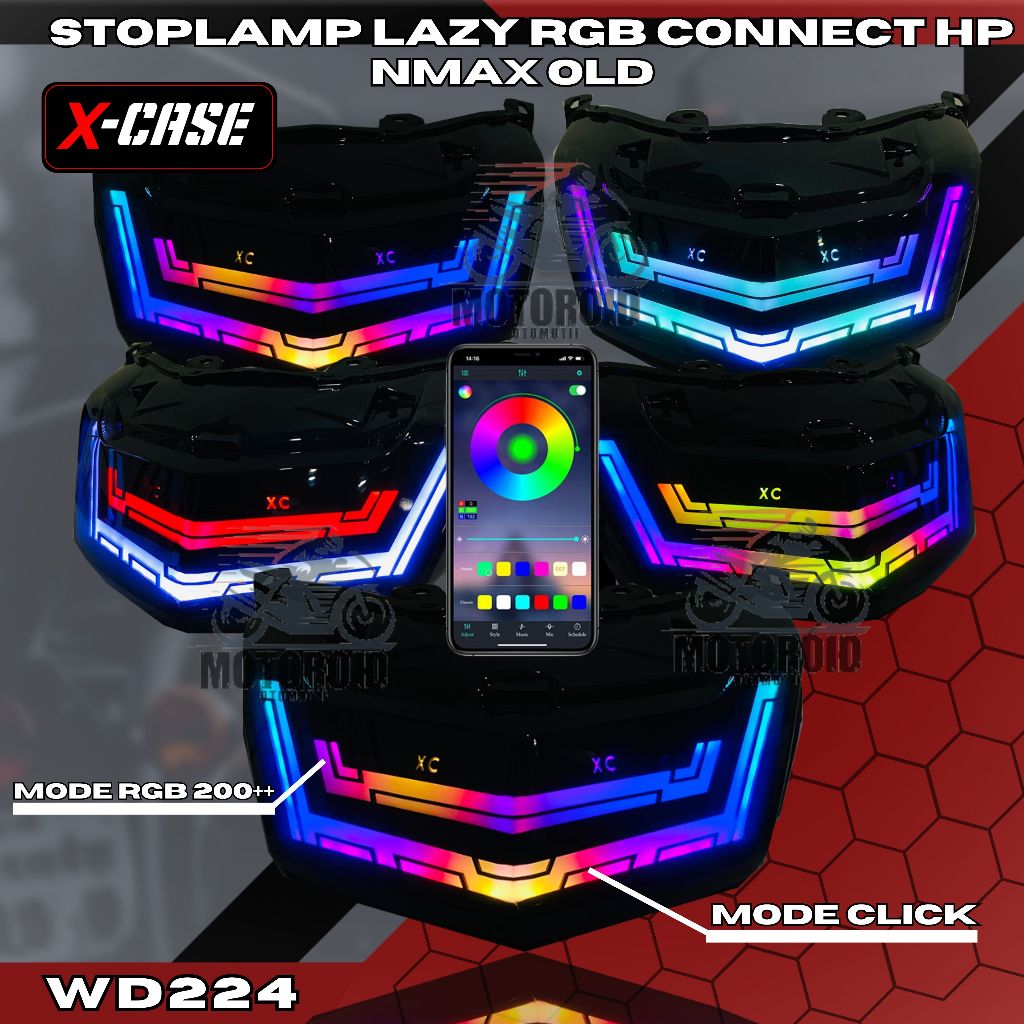 Jual Lampu Stop Lazy Nmax Old RGB Connect HP 200++ Click Mode Include ...