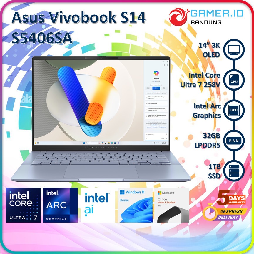 Jual ASUS VIVOBOOK S14 OLED S5406SA CORE ULTRA 7 258V 32GB 1TB 14" 3K ...