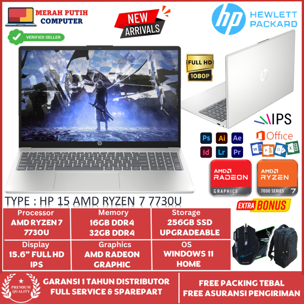 Jual Laptop Gaming Murah HP 15 AMD Ryzen 7 7730U Ram 32GB 1TB Ssd ...