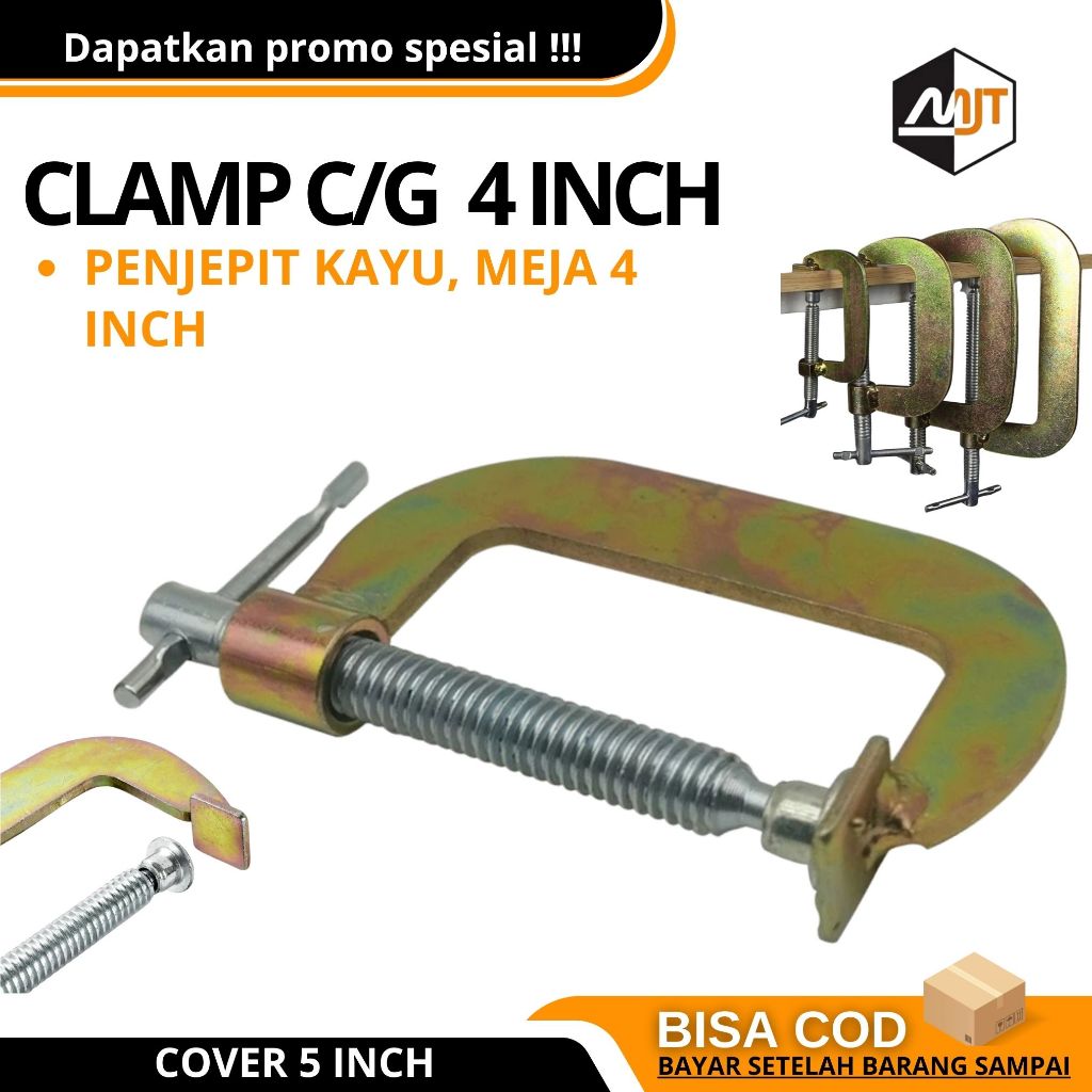 Jual G-Clamp Penjepit Kayu Alat Penjepit Ragum Catok Kayu Meja 4" Inch ...